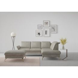 Sit & More sit&more Ecksofa &raquo;Fashion L-Form&laquo; wahlweise mit Kopfteilverstellung, Vorziehsitz, motorisch, Nickelf&uuml;&szlig;e grau B/H/T: 250cm x 84cm x 207cm, Luxus-