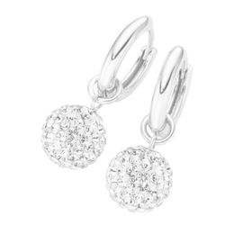 Firetti Damen Paar Creolen &raquo;Schmuck Geschenk Silber 925 Kugel rhodiniert massiv&laquo; mit Kristallglas - Einh&auml;nger abnehmbar bunt 14,9mm, Silber 925 (