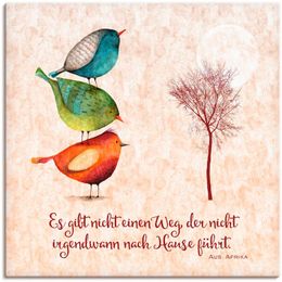 Artland Leinwandbild &raquo;Lebensweisheit Zu Hause&laquo; Tiere 1 Stk. tlg. auf Holzrahmen gespannt beige Leinwand B/H/T: 40cm x 40cm, Leinwandbild Tiere quadratisch, 1 