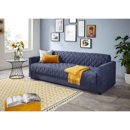 Home Affaire OTTO home Schlafsofa &raquo;Kelly&laquo; Topper inklusive; mit Federkern, Bezug ist abnehmbar blau B/H/T: 226cm x 78cm x 86cm, Microfaser