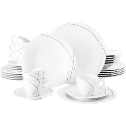 Seltmann Weiden Kombiservice &raquo;Geschirr-Set, Service Trio Highline&laquo; Teller, Tassen, Untertassen, Made in Germany, 30 Teile, f&uuml;r 6 Personen schwarz Porzellan 30 Stk.
