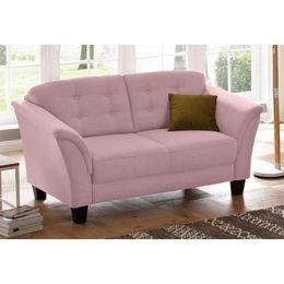 OTTO home 2-Sitzer &raquo;Trondheim&laquo; mit Federkern, Knopfheftung im R&uuml;cken, F&uuml;&szlig;e Buche rosa Struktur fein (100% Polyester);Flachgewebe (100% Polyester);