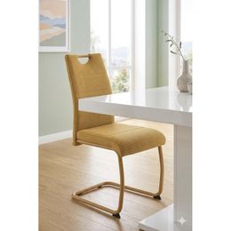 Hela Freischwinger &raquo;FLORENZ&laquo; (Set) 2 Stk.Rundrohrgestell Matching Colour, gepolstert, mit Griff gelb Metall, Polyester, Stoff B/H/T: 43cm x 97,5cm x 