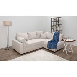 Collection AB Ecksofa &raquo;Parma L-Form, B: 224 cm&laquo; Schlaffunktion, Bettkasten & 2 Zierkissen, Federkern silber 100%Polyester B/H/T: 224cm x 42cm x 161cm,