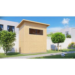 BERTILO Gartenhaus &raquo;Pent Modern 1 naturbelassen&laquo; mit hohen Seitenw&auml;nden und einer 1,88 m hohen Doppelt&uuml;r beige Massivholz ohne Fu&szlig;boden, ohne 