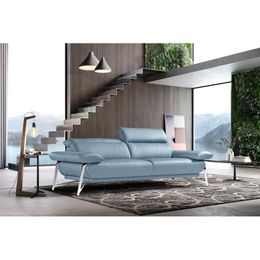 Egoitaliano 2,5-Sitzer &raquo;Anais, Designsofa mit erstklassigem Sitzkomfort, Fu&szlig;farbe chrom&laquo; Kopfteil verstellbar, 232 cm, Leder CAREZZA, himmelblau blau Leder BULL (