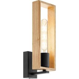Eglo Wandleuchte &raquo;LITTLETON Wandlampe,Vintage, Stahl und Holz, IP20, Wohnzimmerlampe&laquo; E27 Wandleuchte, Flur, L11 x H33 x AL11,5 cm, schwarz, braun, 