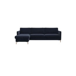 FLEXLUX Ecksofa &raquo;Fiore, super Sitzkomfort durch Kaltschaum im Sitz, L-Form&laquo; schmale Armlehnen, F&uuml;&szlig;e Alu+ Eiche blau B/H/T: 247cm x 85cm x 92cm, Velvet
