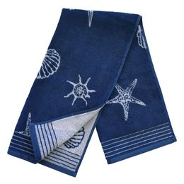 Dyckhoff Badetuch &raquo;Seashell&laquo; mit Muschelmuster blau Walkfrottee, Obermaterial: 100% Baumwolle B/L: 70cmx140cm, 1 Stk., Muscheln Seesterne, Walkfrottee