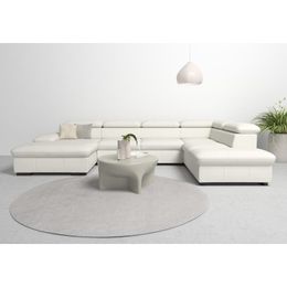 OTTO home Wohnlandschaft &raquo;Alberto U-Form&laquo; mit Kopfteilverstellung, wahlweise mit Schlaffunktion wei&szlig; Luxus-Microfaser in Lederoptik (100% Polyester);