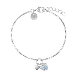 Tom Tailor Damen Tom Tailor Silberarmband &raquo;Herzen&laquo; mit Zirkonia (synth.) blau 16cm, Silber 925 (Sterlingsilber)