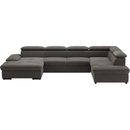 Sit & More sit&more Wohnlandschaft &raquo;Alcudia U-Form&laquo; wahlweise mit Schlaffunktion grau 100% Polyester B/H/T: 349cm x 73cm x 226cm, Luxus-Microfaser Euphoria, 