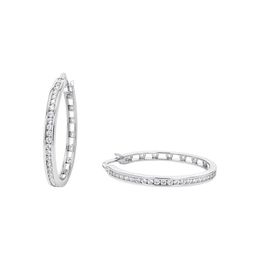 Tom Tailor Damen Tom Tailor Paar Creolen &raquo;Schmuck Geschenk Silber 925&laquo; mit Zirkonia (synth.) silber 30mm, Silber 925 (Sterlingsilber)