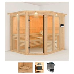 Karibu Sauna &raquo;Anike 3&laquo; Set, 9-kW-Ofen mit externer Steuerung beige Saunaofen, externe Steuerung, 9 kW