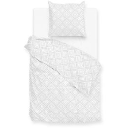 ZO HOME Bettw&auml;sche &raquo;Piastrella&laquo; 2 Bettw&auml;sche aus 100% Baumwolle, hochwertiges Perkal wei&szlig; Perkal, Obermaterial: 100% Baumwolle B/L: 135cm x 200cm, 1 