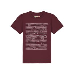 Watabout.kids T-Shirt 'Doodle Dogs' Jungen Gr&ouml;&szlig;e 158 bordeaux / wei&szlig;