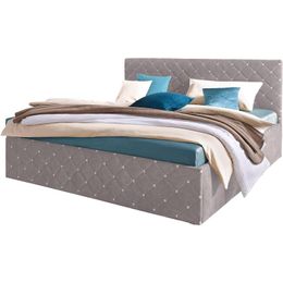 Westfalia Schlafkomfort Polsterbett inkl. Bettkasten bei Ausf&uuml;hrung mit Matratze grau Bezug Bett: Microfaser (100% Polyester);Bonnell-Federkernmatratze: 51% Polypropylen, 39%