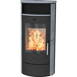 FIREPLACE Kaminofen &raquo;&raquo;Piacenza Speckstein&laquo;, Exklusiv, Lieferung bis ins Wohnzimmer&laquo; mit verriegelbarer Holzlagerfacht&uuml;r schwarz