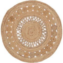 CarpetFine Teppich &raquo;Juteteppich Ella&laquo; rund 5 mm H&ouml;he beige Jute B : 150cm &Oslash; 150cm 1 Stk., 5mm, &Oslash; 150cm