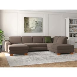 Sit & More sit&more Wohnlandschaft &raquo;Dundee U-Form&laquo; mit Federkern und Massivholzf&uuml;&szlig;en, wahlweise mit Kopfteilverstellung grau B/H/T: 338cm x 86cm x 219cm, Luxus-