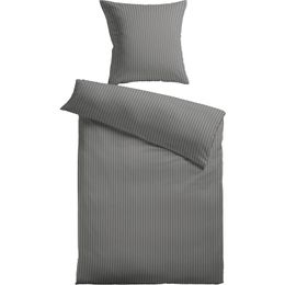 Kinzler Bettw&auml;sche &raquo;Damast-Streifen&laquo; 2 Stk. aus Mikrofaser grau Damast, Obermaterial: 100% Polyester B/L: 155cm x 220cm, 1 Stk., 1 Stk., Damast, B/L: 
