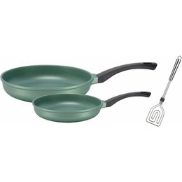 GSW Pfannen-Set &raquo;Rainbow&laquo; Aluminiumguss Set, 1x Bratpfanne &Oslash; 20 cm, 1x Bratpfanne &Oslash; 28 cm, 3 Stk. tlg. Induktion gr&uuml;n &Oslash; 28cm