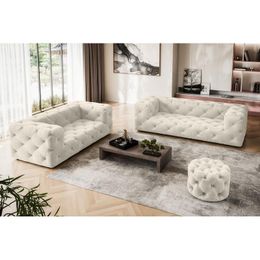 Home Affaire 3-Sitzer &raquo;FOLLINA&laquo; 3-Sitzer Sofa mit klassischer Chesterfield-Knopfheftung beige 100% Polyester B/H/T: 226cm x 71cm x 100cm, Samtoptik