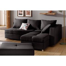 Home Affaire Ecksofa &raquo;Italia L-Form, B: 217 cm&laquo; Schlaffunktion, Bettkasten & 1 Zierkissen, Federkern Struktur fein (100% Polyester);Microfaser 