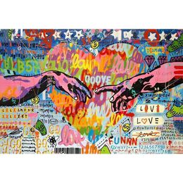 Leinwandbild &raquo;Street Art Adam auf Keilrahmen gespannt&laquo; 1 Stk. tlg. Kunstdruck Wandbild Bild in verschiedenen Formaten bunt Leinen B/H/T: 90cm x 60cm x