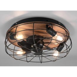 REALITY LEUCHTEN Deckenleuchte &raquo;Trondheim Deckenventilator&laquo; E27 1 Stk. Deckenlampe Ventilator getrennt schaltbar braun 4, &Oslash; 48,5cm H: 17,5cm, 1 Stk.