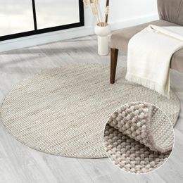 MyFlair Teppich &raquo;Ava&laquo; rund 7 mm H&ouml;he Uni Farben, meliert, Sisal-Optik, auch in rechteckig erh&auml;ltlich beige Polyester B : 120cm &Oslash; 120cm 1 Stk., 7mm, L: 120cm &Oslash;