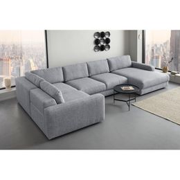 Home Affaire Wohnlandschaft &raquo;Bloomfield, Mega Polsterecke, Breite 390cm, viel Platz, U-Form&laquo; In verschiedenen Gr&ouml;&szlig;en bestellbar grau 100% Polyester B/