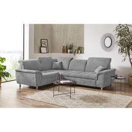 DOMO collection Ecksofa &raquo;FRANZI zeitlos und elegant, moderne Sitzheftung, L-Form&laquo; wahlweise mit Kopfteilverstellung (dann Breite: 275 cm) grau B/H/T: 