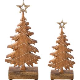 Creativ deco Dekofigur &raquo;LUMEN, Deko-Objekt Tannenbaum&laquo; Weihnachtsdeko, Batteriebetrieb braun Holzwerkstoff B/H/T: 19cm x 40cm x 5cm