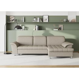 DOMO collection Ecksofa &raquo;FRANZI 278x170x81 cm, Steppung im Sitzbereich, L-Form&laquo; wahlweise mit Bettfunktion, Bettkasten und Kopfteilverstellung braun 
