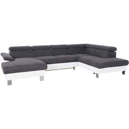 COTTA Wohnlandschaft &raquo;Komaris U-Form, B: 320 cm&laquo; mit Kopfteilverstellung, optional Schlaffunktion, Bettkasten & Licht wei&szlig; Microfaser PRIMABELLE (100%