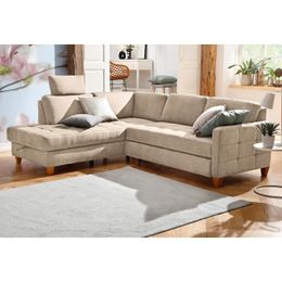 Home Affaire Ecksofa &raquo;Earl L-Form&laquo; wahlweise auch mit Schlaffunktion oder Schlaffunktion mit Bettkasten beige Luxus-Microfaser in Lederoptik (100% 