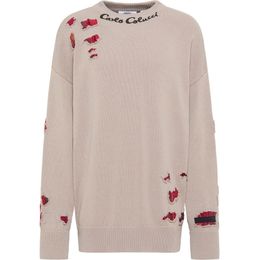 Carlo Colucci Pullover Herren Gr&ouml;&szlig;e L beige / mischfarben / rot / schwarz