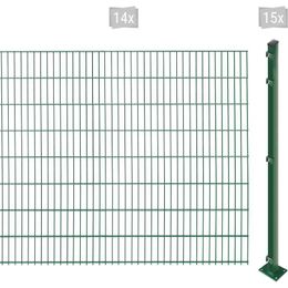 Arvotec Doppelstabmattenzaun &raquo;EASY 163 zum Aufschrauben&laquo; Zaunh&ouml;he 163 cm, Zaunl&auml;nge 2 - 60 m gr&uuml;n Kunststoff, Stahl H/L: 163cm x 28m, Pfosten: 15 Stk.