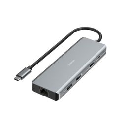 Hama USB-Adapter &raquo;USB-Hub (Dockingstation mit 9 Ports, USB-C, HDMI , USB-A, LAN, 4K)&laquo; 15 cm grau Hochwertige Dockingstation: robustes Aluminiumgeh&auml;use, 