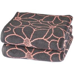 Ross Handt&uuml;cher &raquo;Bl&uuml;tenfond 9029&laquo; aus feinster Mako-Baumwolle bunt Frottier, Obermaterial: 100% Baumwolle B/L: 50cmx100cm, 2 Stk., Blumen, Frottier
