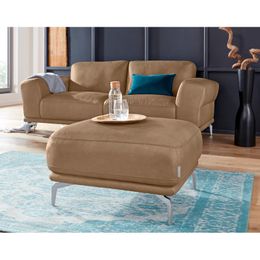 W.Schillig Hocker &raquo;montanaa&laquo; mit Metallf&uuml;&szlig;en in Silber matt, Breite 71 cm braun B/H/T: 71cm x 42cm x 71cm, Longlife Xtra-Leder Z69