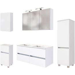Welltime Badm&ouml;bel-Set &raquo; M&ouml;bel Baabe Waschtisch-Set 3tlg. oder 5tlg.&laquo; 5 Stk. tlg. wei&szlig; Holzwerkstoff Set 12 5tlg.: Waschtisch 120cm breit, 