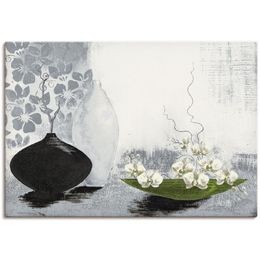 Artland Wandbild &raquo;Modernes bauchiges Gef&auml;&szlig; mit Orchideen&laquo; Vasen & T&ouml;pfe 1 Stk. tlg. als Leinwandbild, Poster in verschied. Gr&ouml;&szlig;en beige Leinwand B/H/T: 70cm x