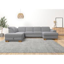 Home Affaire Wohnlandschaft &raquo;Dundee U-Form&laquo; wahlweise mit Kopfteilverstellung und zus&auml;tzlich mit Schlaffunktion grau Flachgewebe (100% Polyester) B/H/