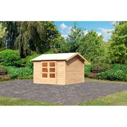 Karibu Gartenhaus &raquo;Traufberg 7&laquo; naturbelassen beige Holzwerkstoff Einheitsgr&ouml;&szlig;e