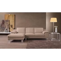 Egoitaliano Ecksofa &raquo;Shakira, Design & Sitzkomfort auf hohem Niveau, Breite 236cm, L-Form&laquo; mit Recamiere, L-Form, edle F&uuml;&szlig;e wei&szlig; Leder &raquo;BULL&laquo; (echtes Rindsleder).