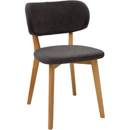 massivline&more 4-Fu&szlig;stuhl &raquo;Luxy Stuhl, Esszimmerstuhl, K&uuml;chenstuhl&laquo; () 2 Stk.Massivholz: Wildeiche ge&ouml;lt grau Polyester B/H/T: 52cm x 83cm x 59,5cm, 