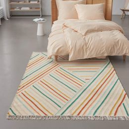 Wecon Home Teppich &raquo;Modern Pop&laquo; rechteckig 5 mm H&ouml;he handgewebt, robust, strapazierf&auml;hig, skandinavisch, Naturfaser bunt Schurwolle B : 80cm 1 Stk., 