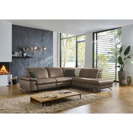 Die PlanBar Ecksofa &raquo;PN-EM20091, L-Form, Breite 297 cm&laquo; inkl. Kopfteilverstellung, optional elektr. Relaxfunktion u. Stauraum braun B/H/T: 297cm x 